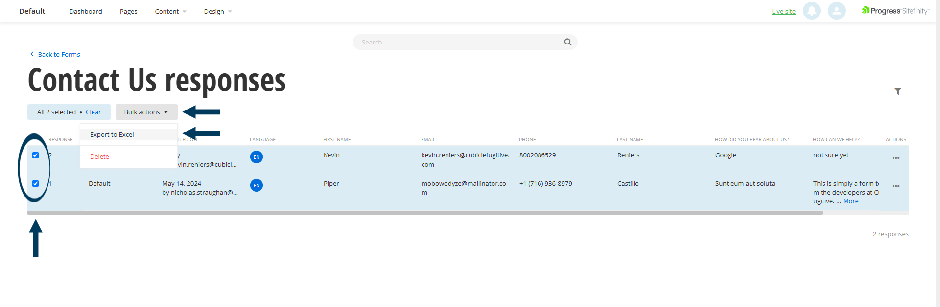 Download Form Submission Data