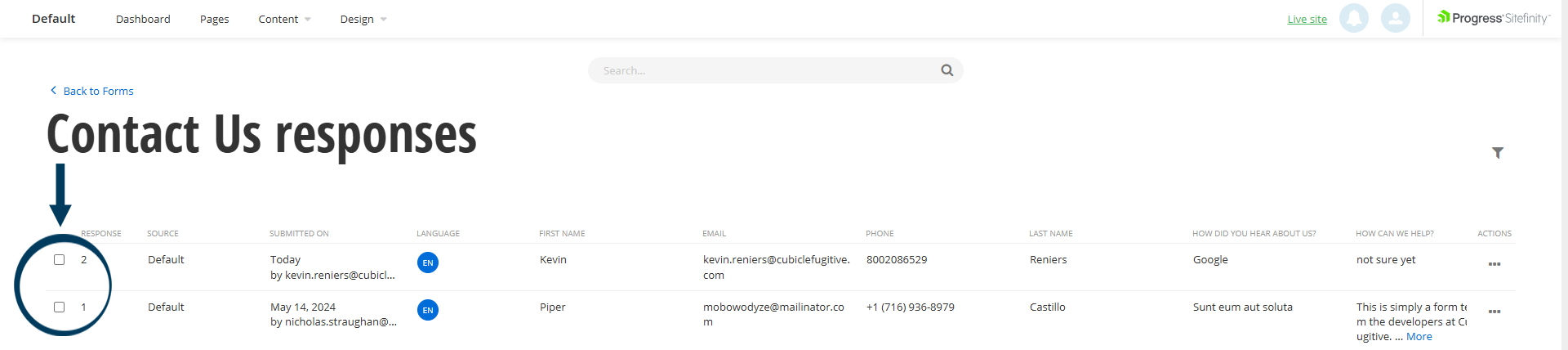 Download Form Submission Data