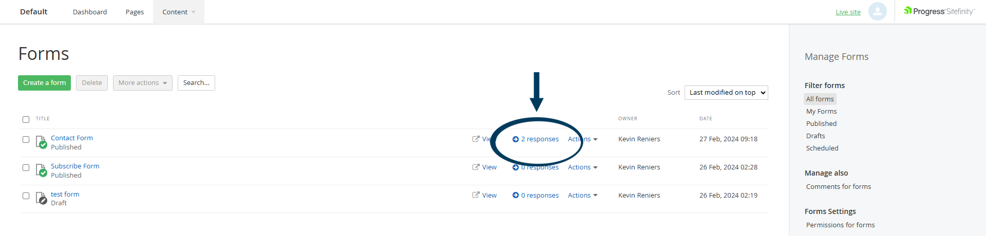 Download Form Submission Data